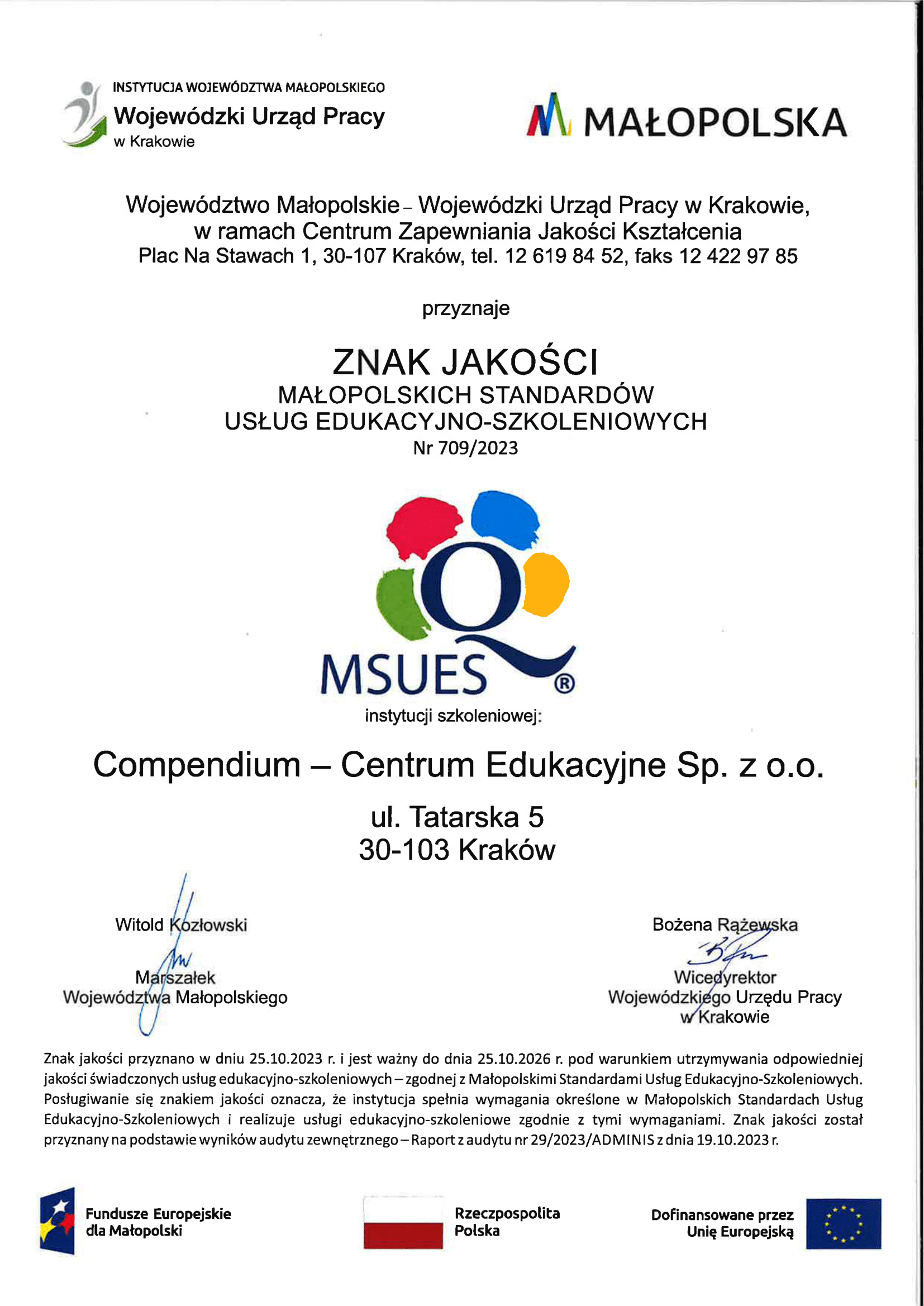 Compendium CE ze znakiem jakości MSUES 2023! | Aktualności | Compendium ...